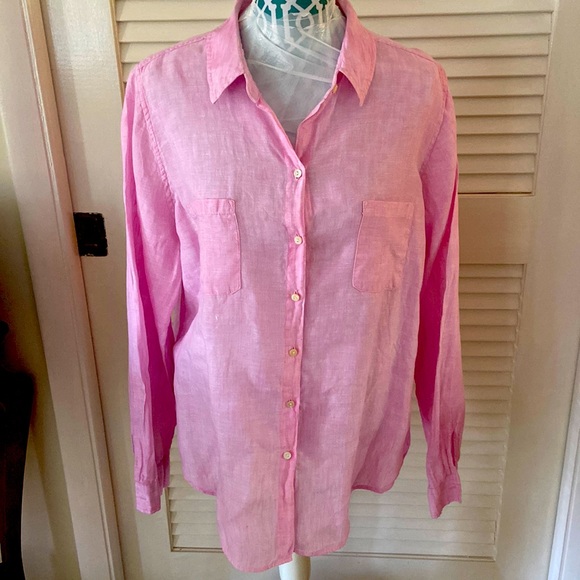 Lilly Pulitzer | Tops | Lilly Pulitzer Pink Linen Blouse Xl | Poshmark